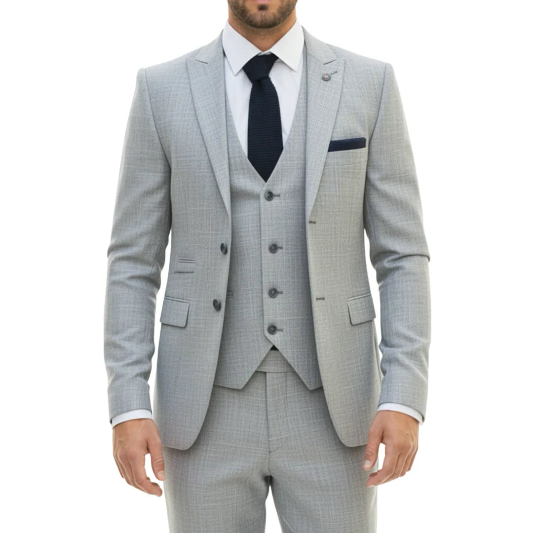 IM33 - Men's 3 Piece Grey Tailored Fit Suit - Buy Online at Happy Gentleman